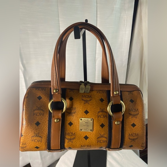 MCM | Bags | Mcm Brown Leather Satchel With Classic Monigram Design ...